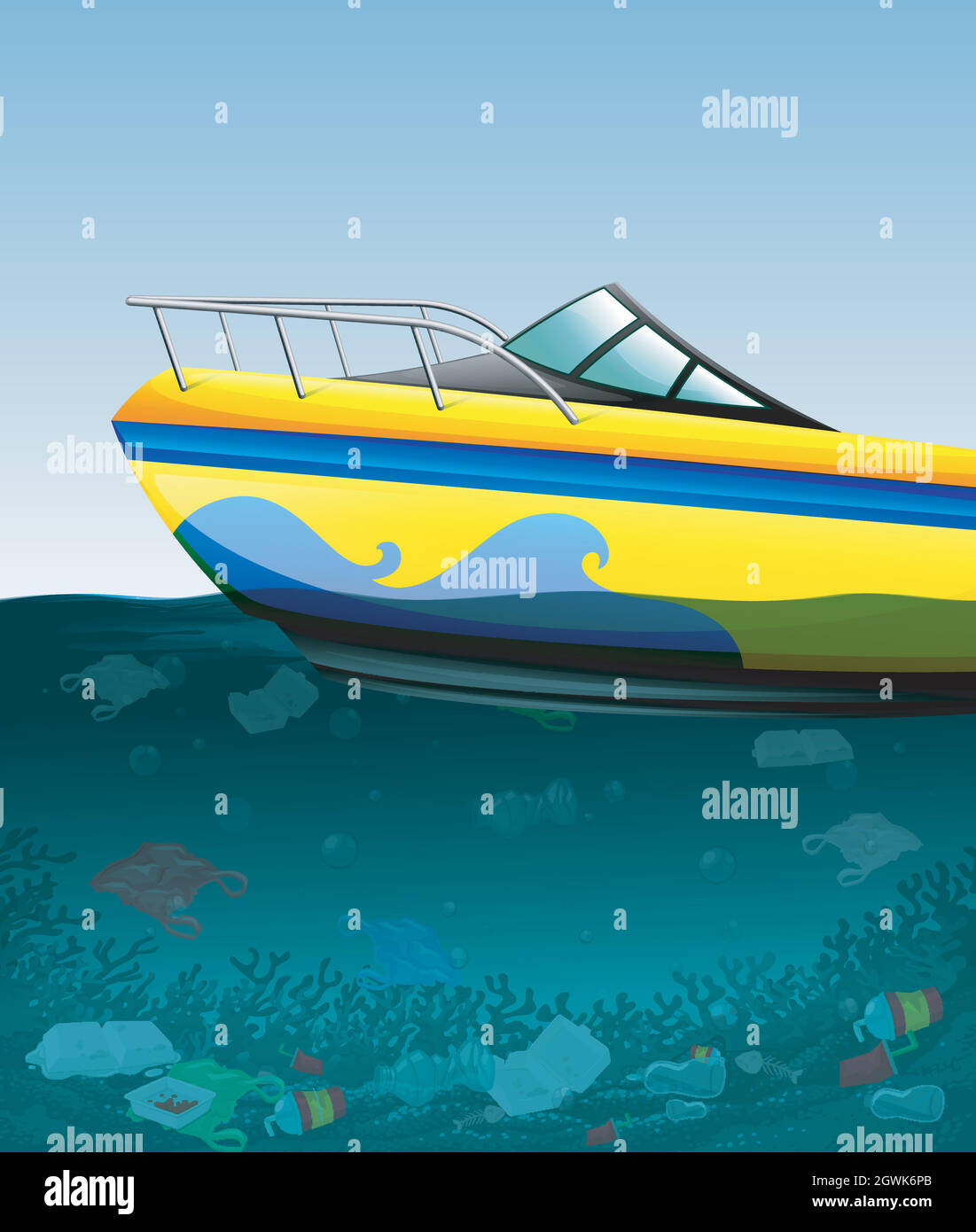 Ocean plastic boat Stock Vector Images - Alamy