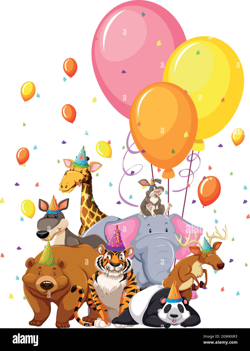 Set of birthday animals Stock Vector Image & Art - Alamy