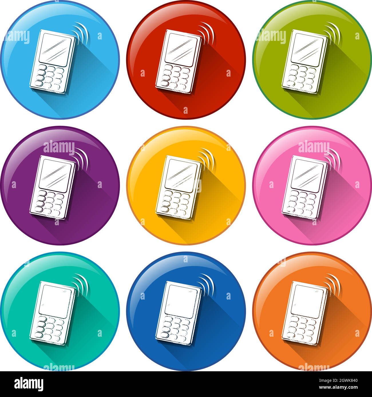 Circle buttons with cellphones Stock Vector Image & Art - Alamy
