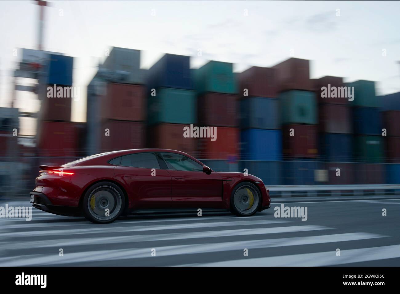 Antalya, Turkey 1 October 2021: A cherry metallic, electric model ...