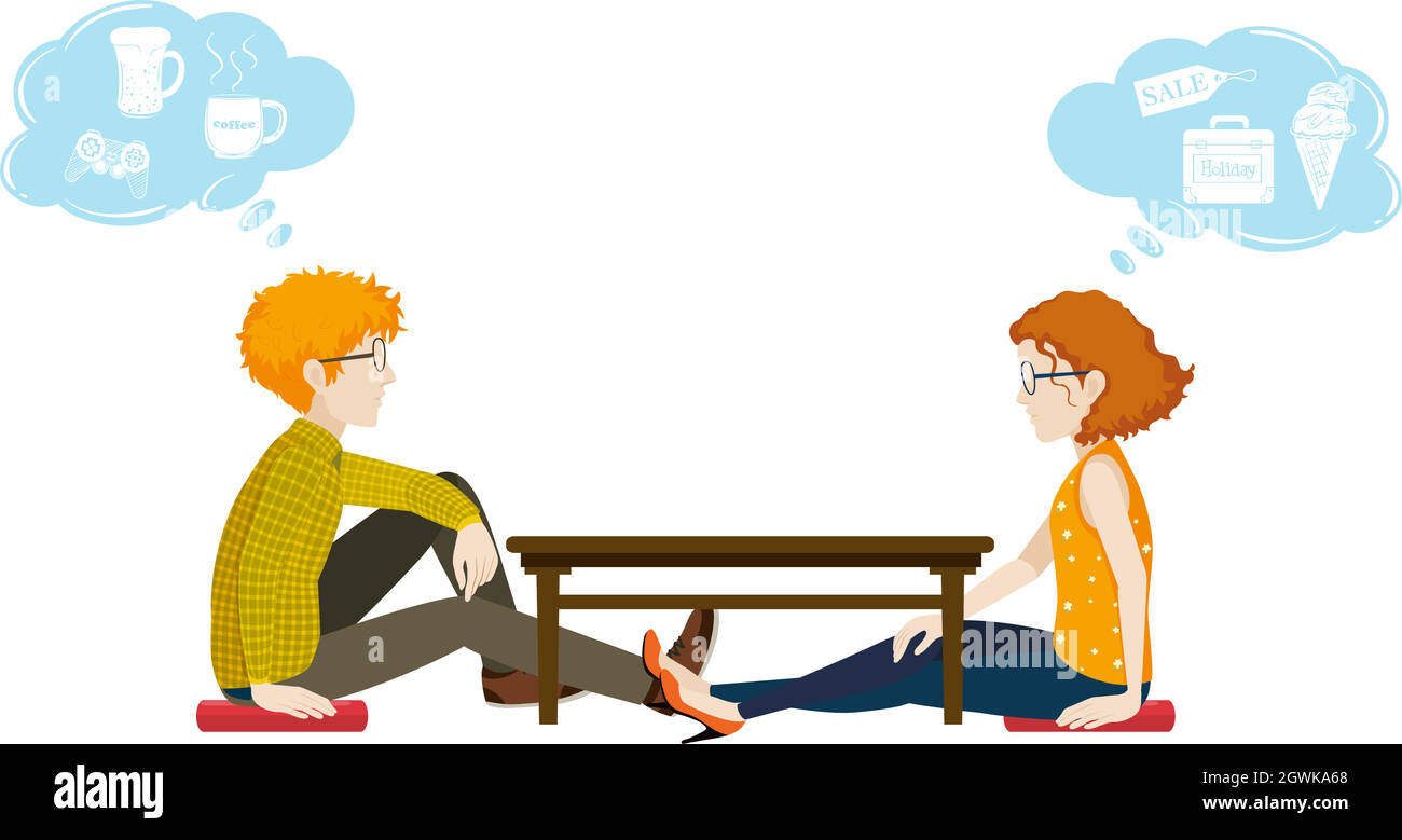 Two people with different thoughts Stock Vector Image & Art - Alamy