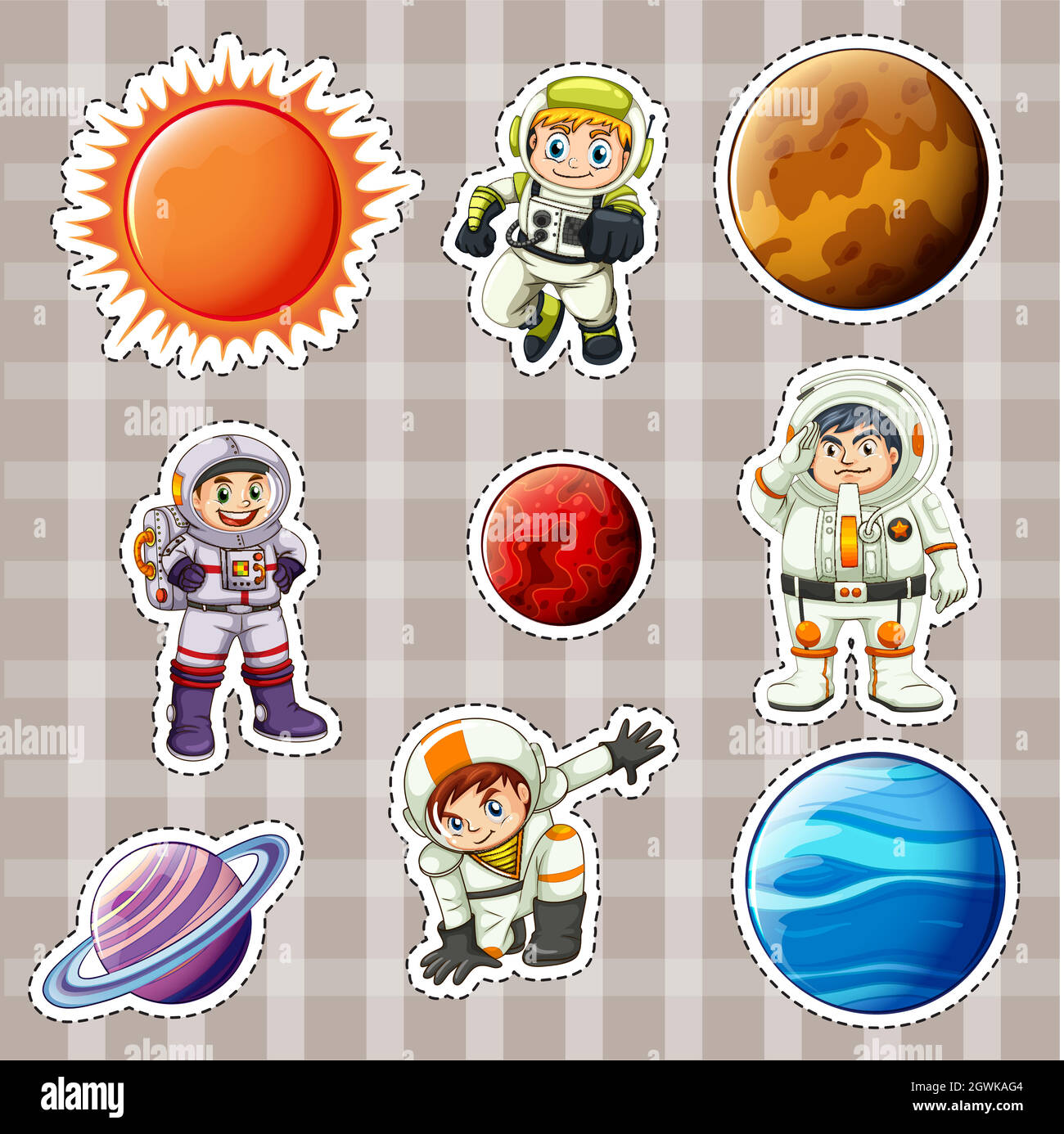Sticker design for astronaunts and planets Stock Vector Image & Art - Alamy