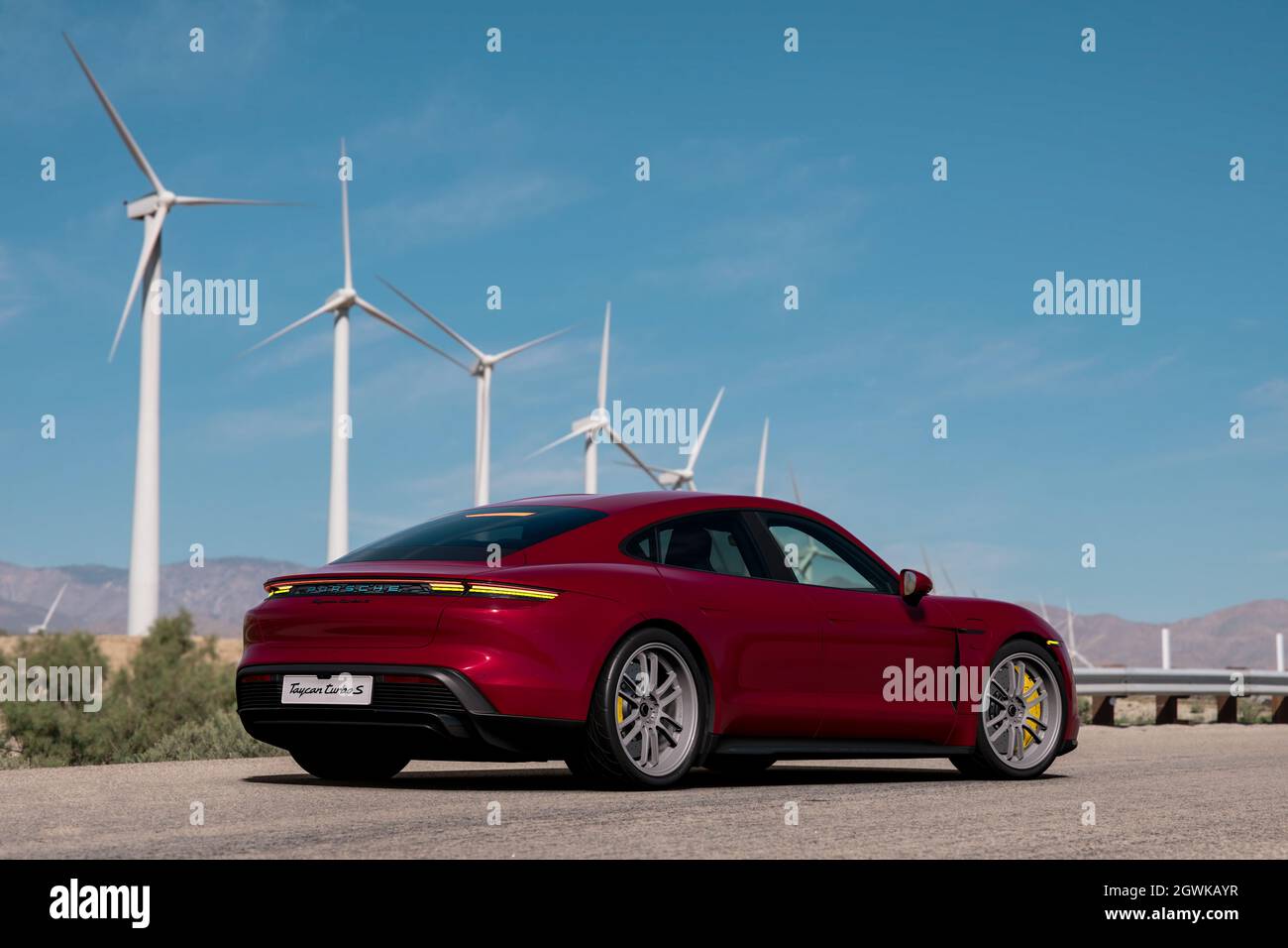 Antalya, Turkey 1 October 2021: A cherry metallic, electric model ...