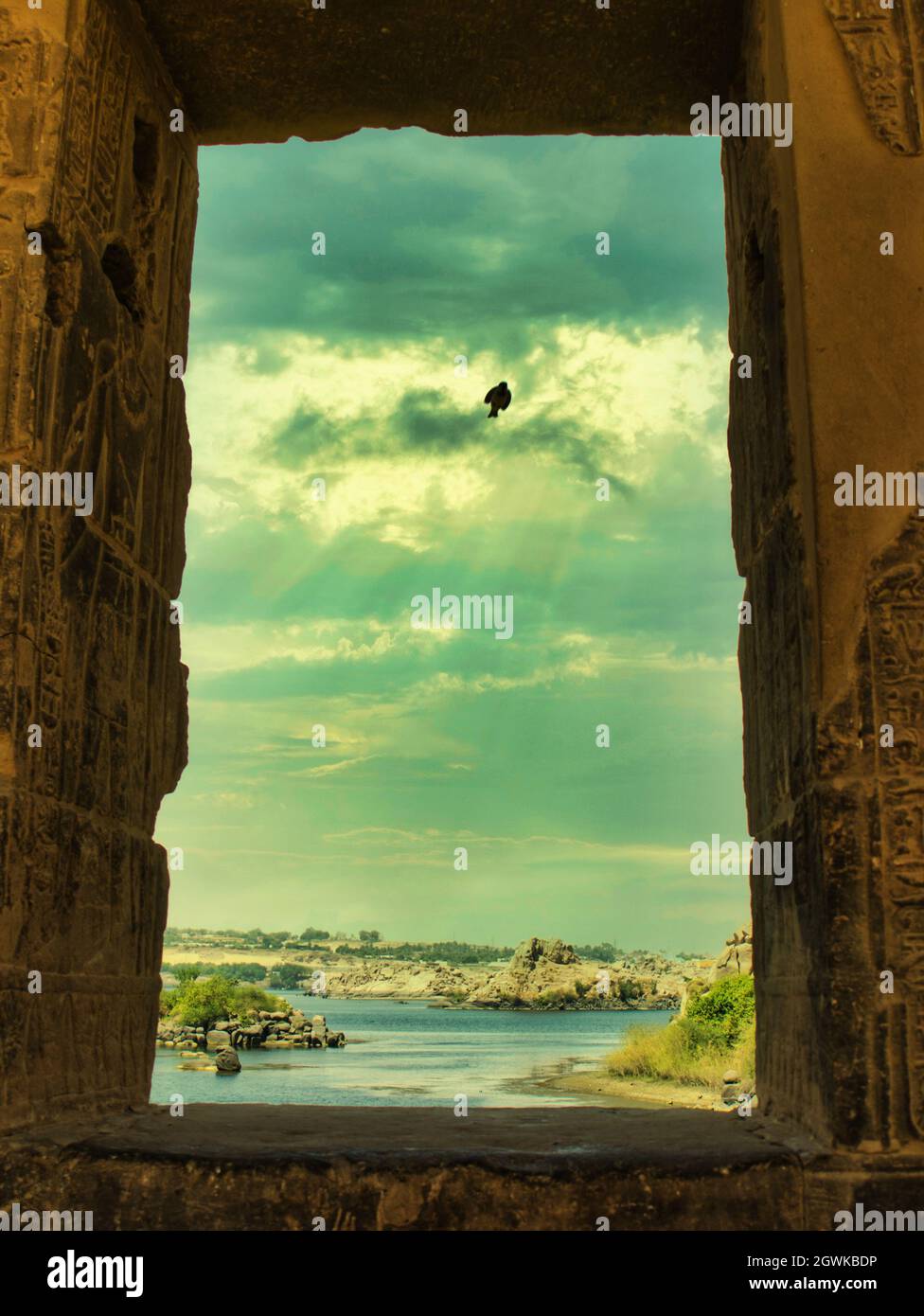 A landscape from a stone window Stock Photo - Alamy