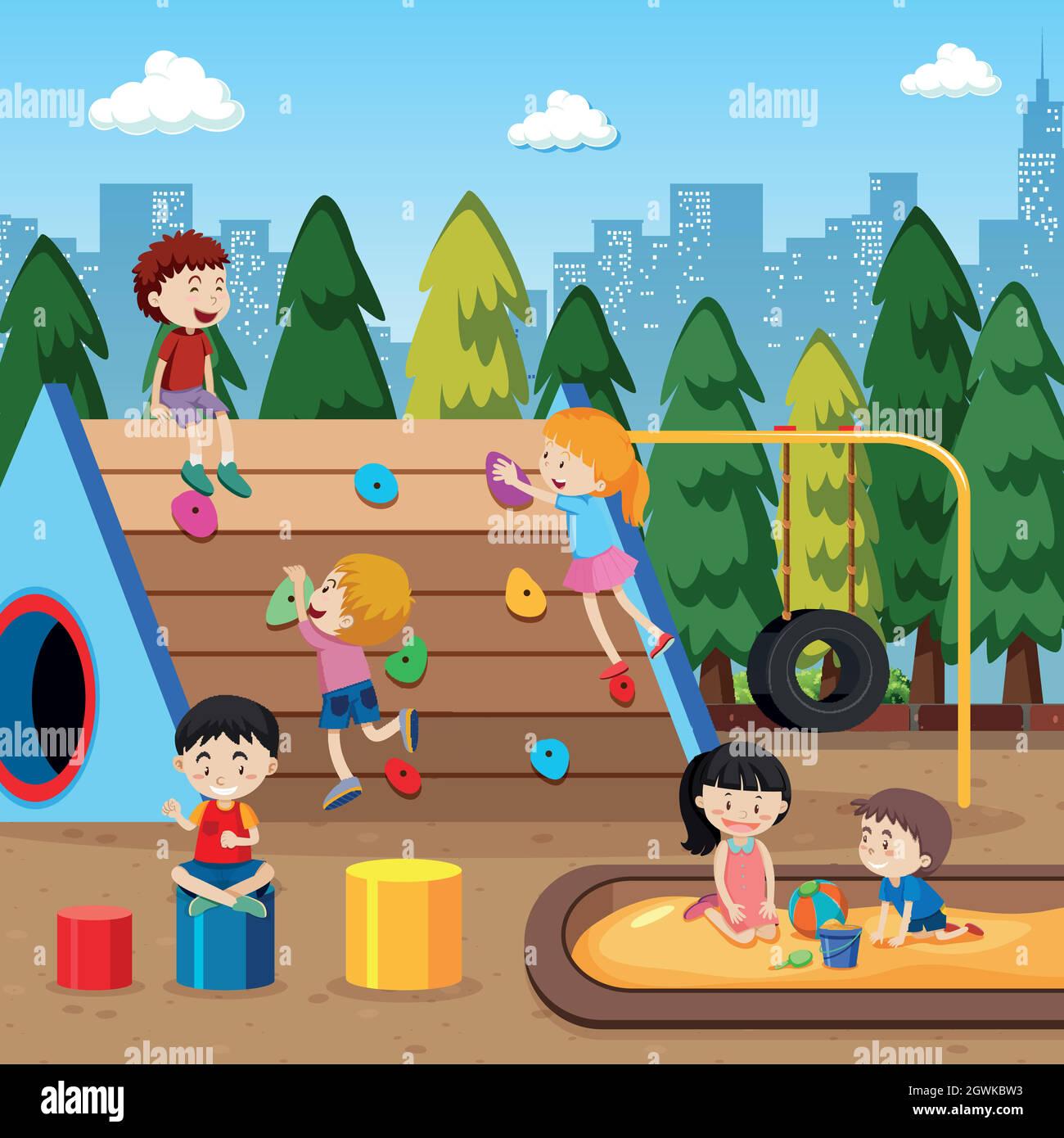 Children playing at the playground Stock Vector Image & Art - Alamy