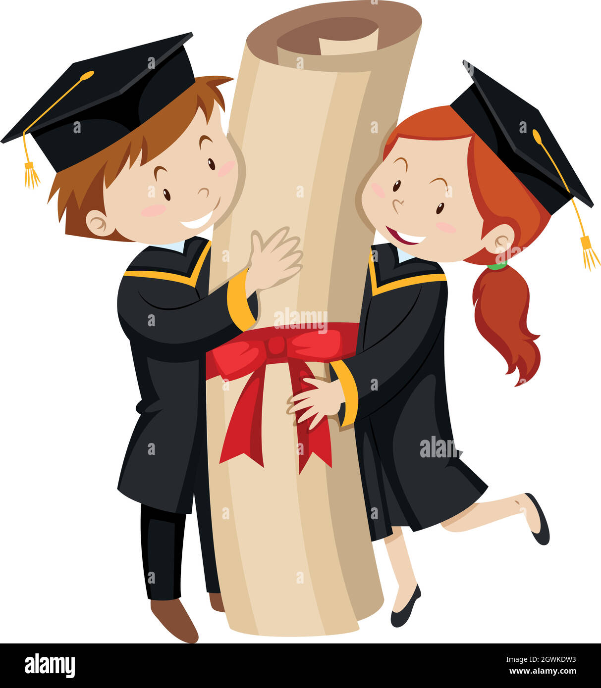 Man and woman in graduation gown Stock Vector Image & Art - Alamy