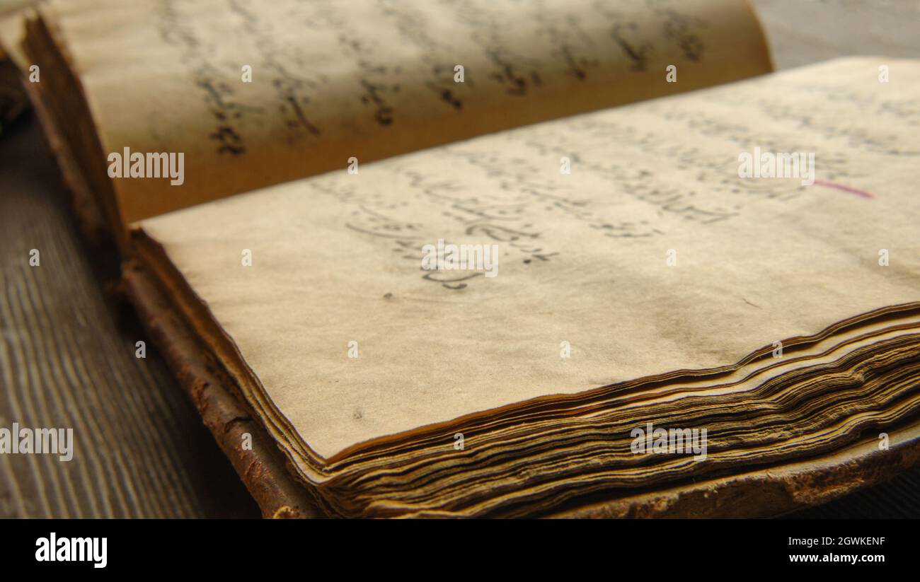 Ancient open book in arabic. Old arabic manuscripts and texts Stock ...