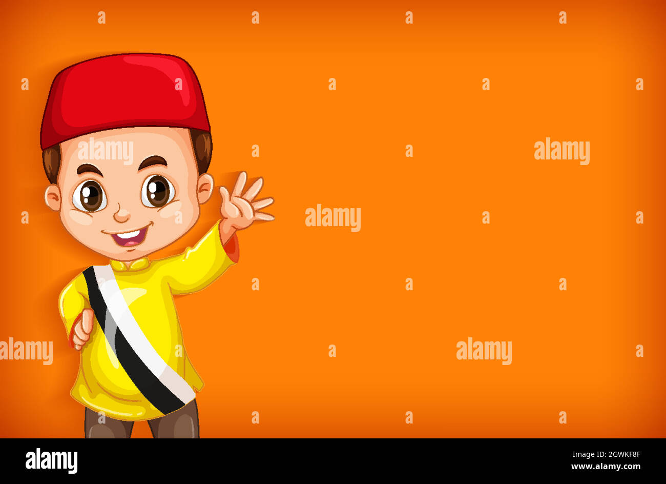 Background template with plain color wall and happy boy Stock Vector ...