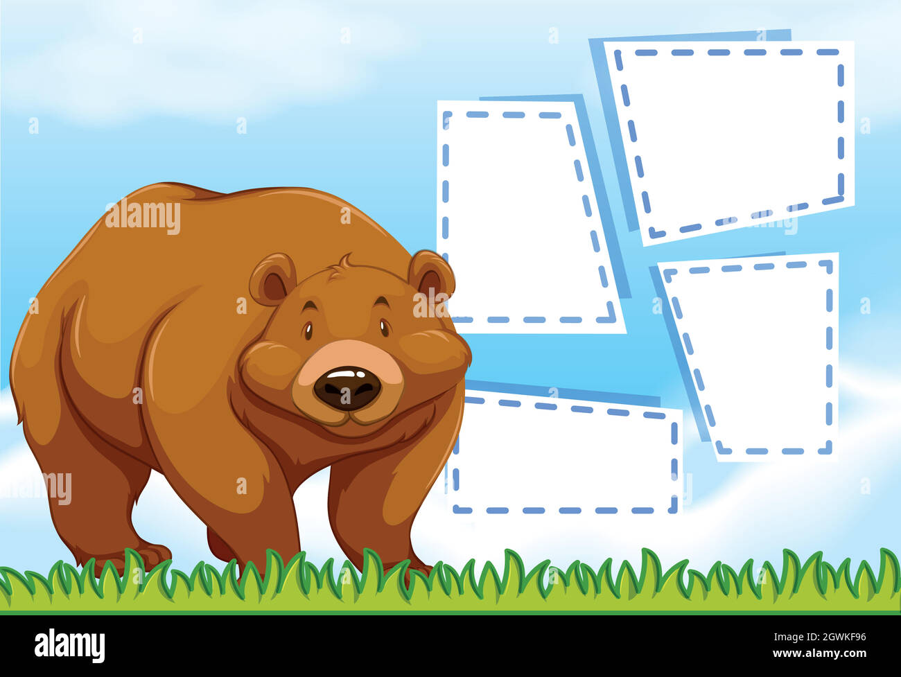 Bear on note template Stock Vector Image & Art - Alamy