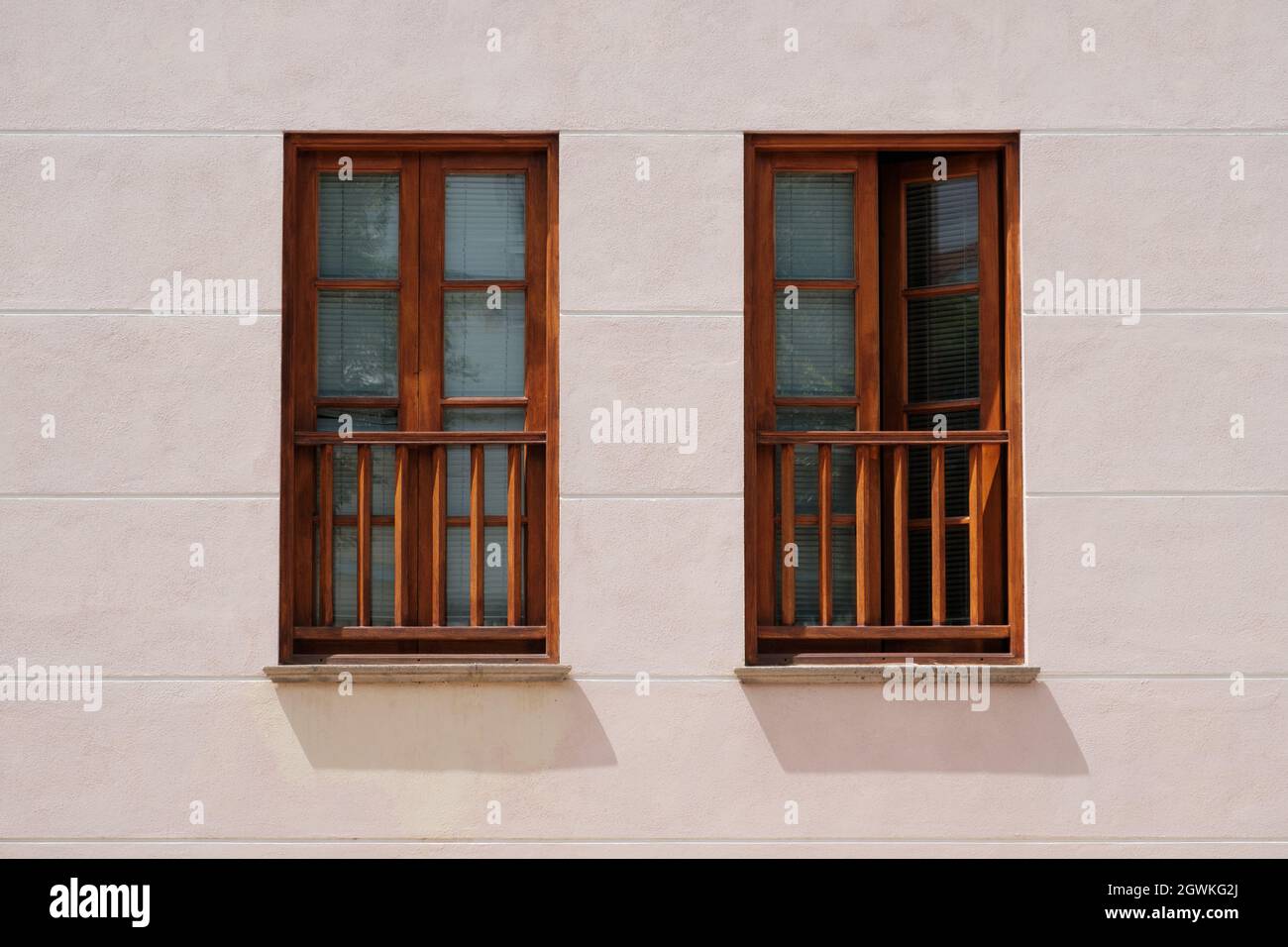 two wooden frame windows Stock Photo - Alamy