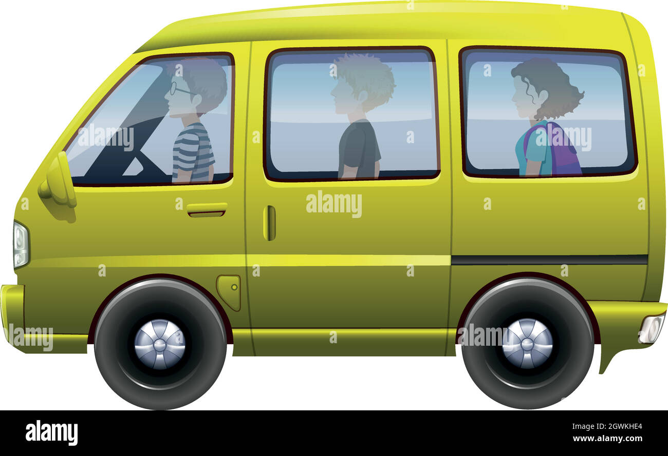 People riding in yellow van Stock Vector Image & Art - Alamy
