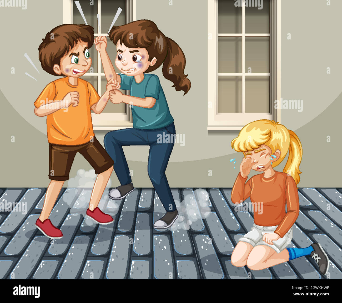 Sad woman crying on street Stock Vector Images - Alamy