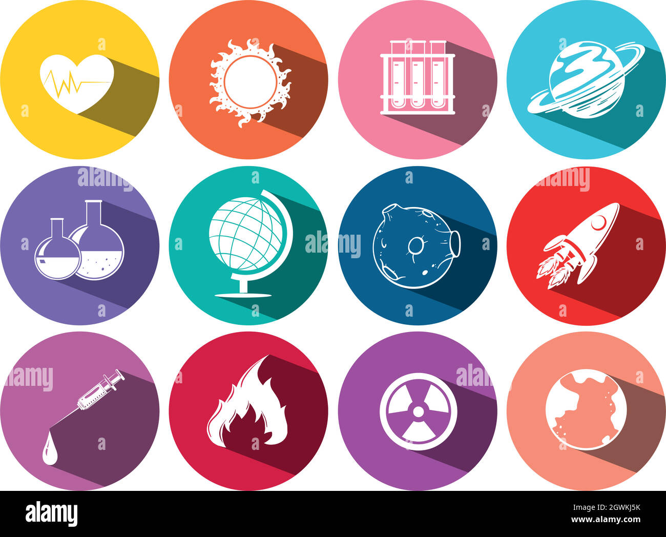 Science and technology symbols on round icons Stock Vector Image & Art ...
