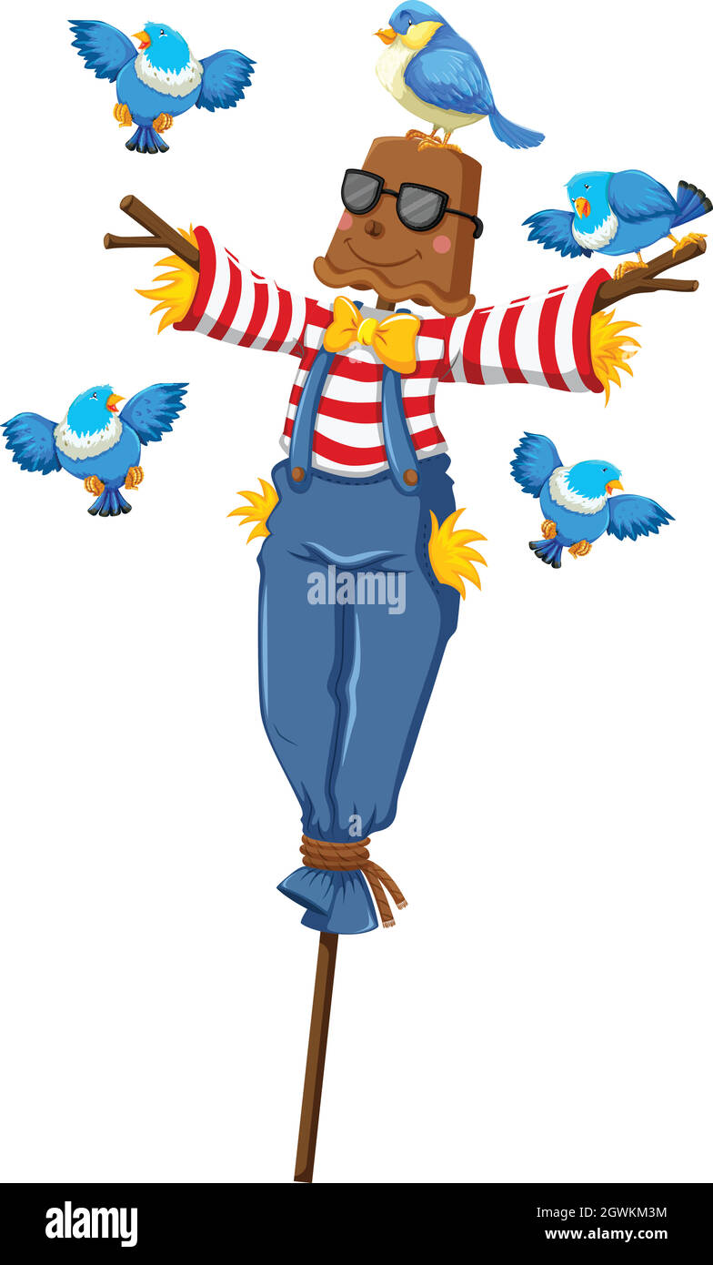 Scare crow with blue birds Stock Vector Image & Art - Alamy