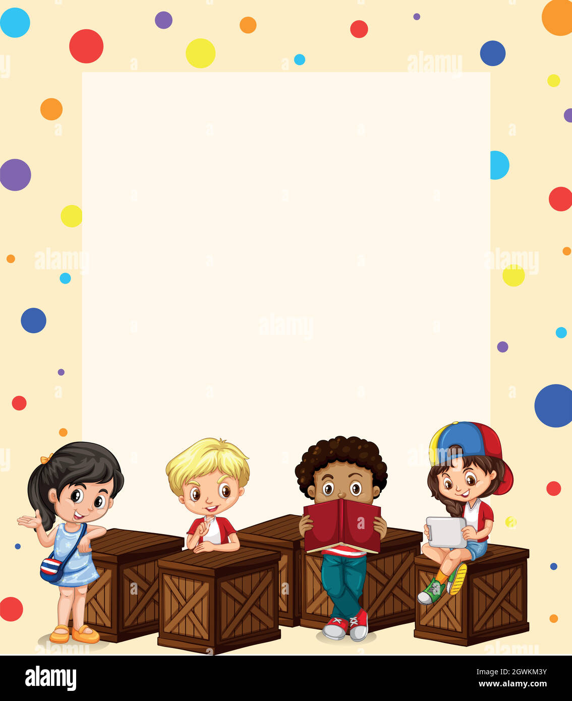 Border design with children reading Stock Vector Image & Art - Alamy