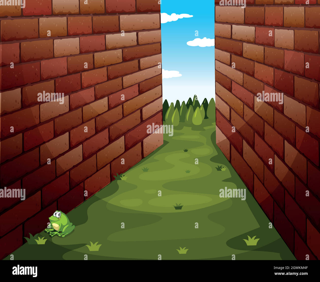Grass Path Between Buildings Stock Vector Image And Art Alamy