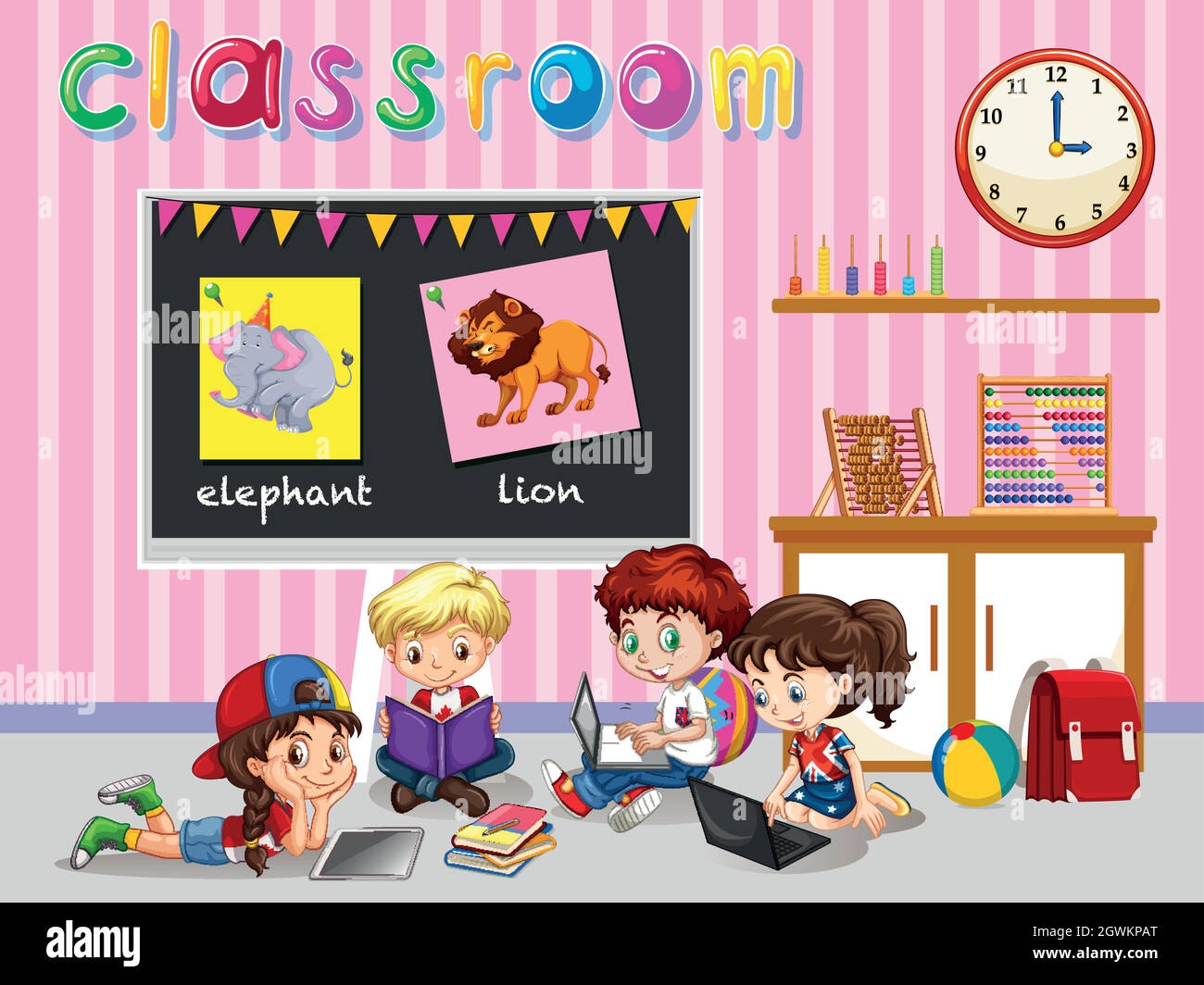 Children working in the classroom Stock Vector Image & Art - Alamy