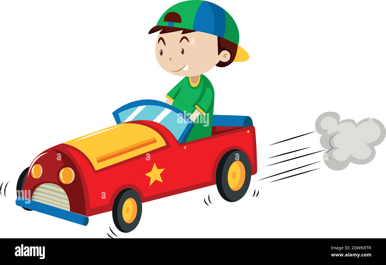 Boy riding red car Stock Vector Image & Art - Alamy