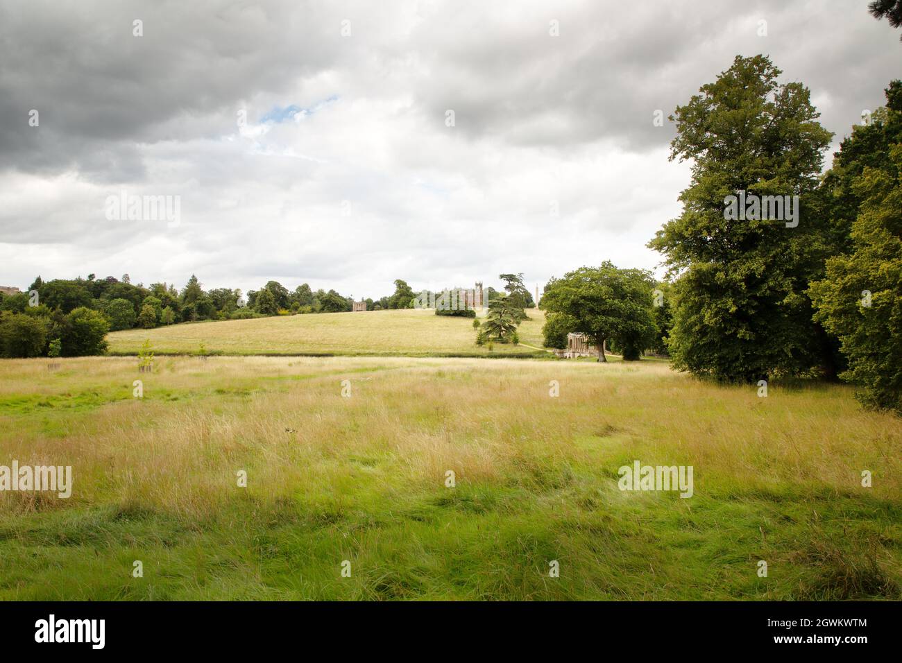 landscape image of stowe gardens with the Palladian Bridge, The Gothic ...