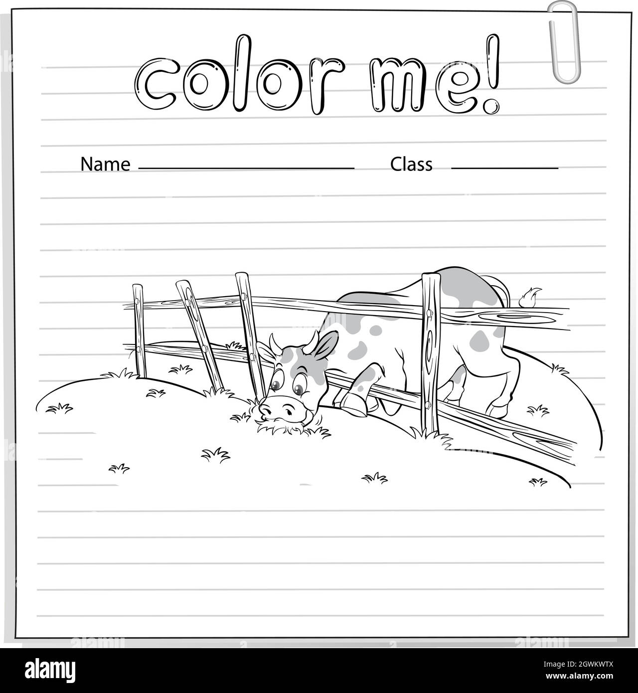 Coloring worksheet with a cow Stock Vector Image & Art - Alamy