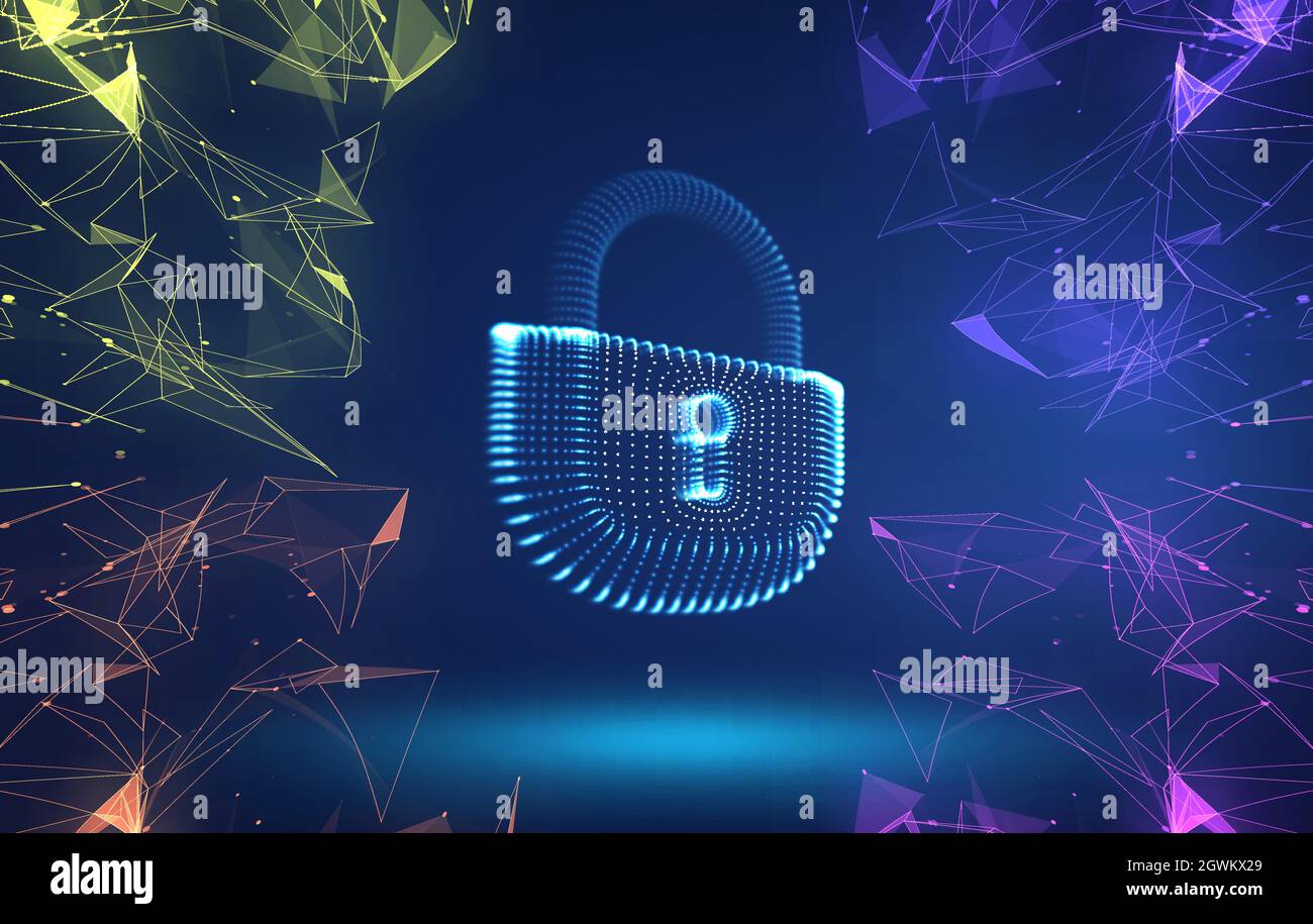 Cyber security background with colorful triangles. Data secure, cyber ...