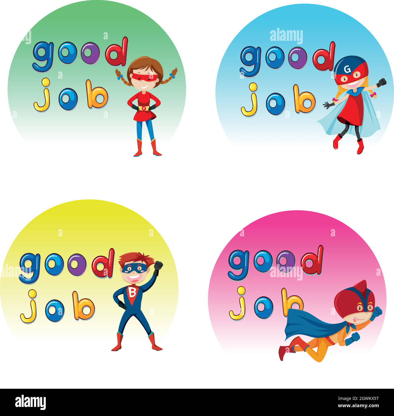 Good job super hero character stickers Stock Vector Image & Art - Alamy