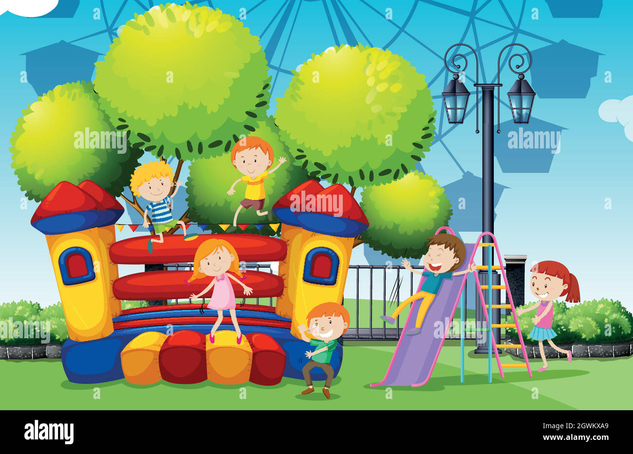 Children playing at the park Stock Vector Image & Art - Alamy