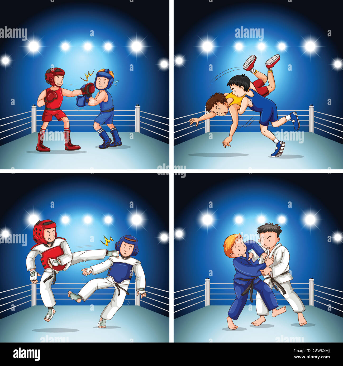 Set of different fighting scenes Stock Vector Image & Art - Alamy