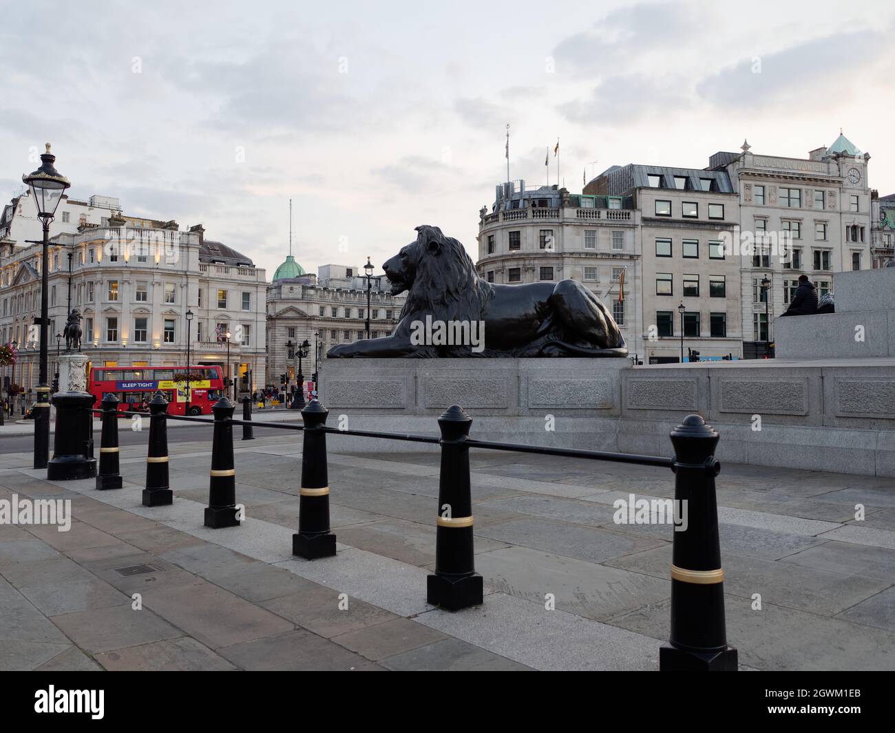 London, Greater London, England, September 21 2021: Lion statue at the ...