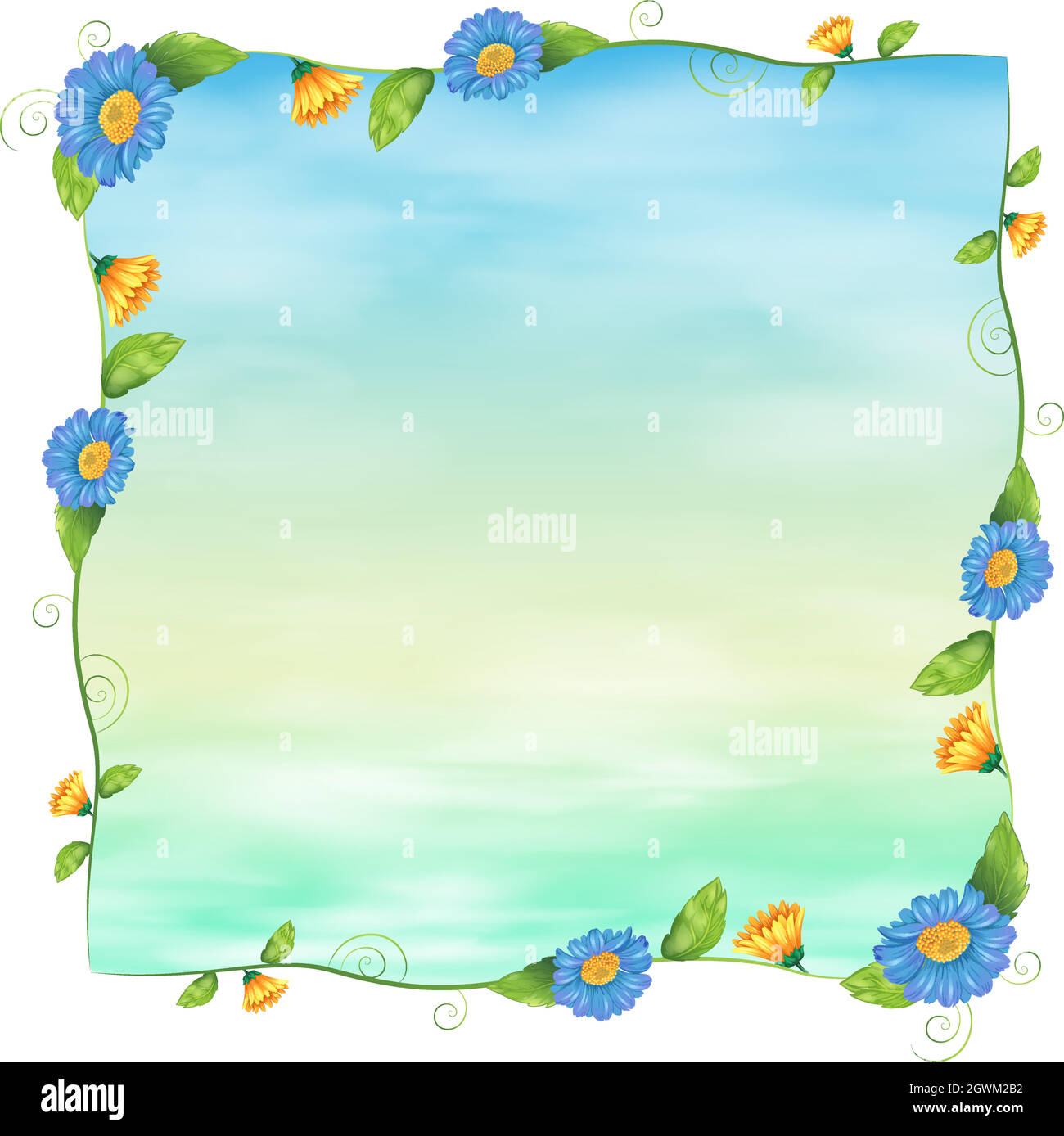 Green leaves with blue space Cut Out Stock Images & Pictures - Alamy