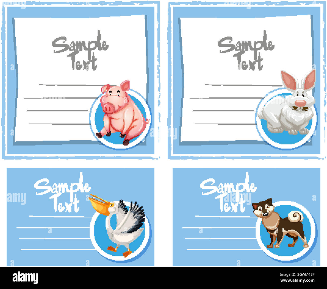 Card template with cute animals Stock Vector Image & Art - Alamy