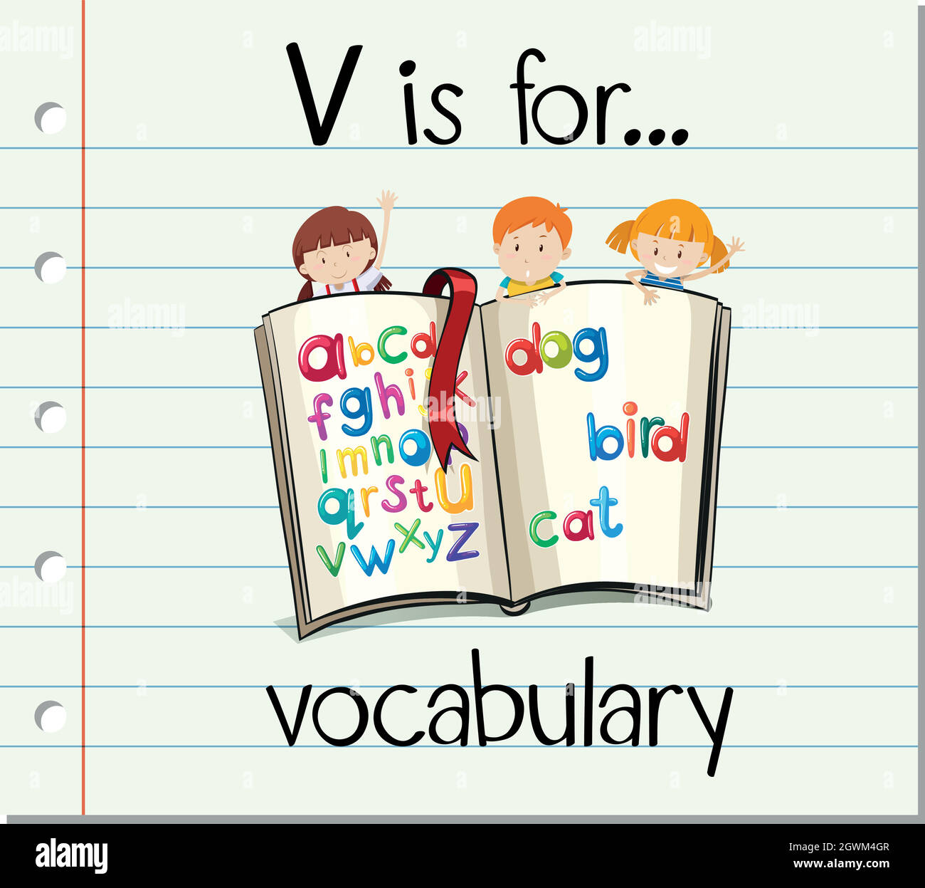 Flashcard letter V is for vocabulary Stock Vector Image & Art - Alamy