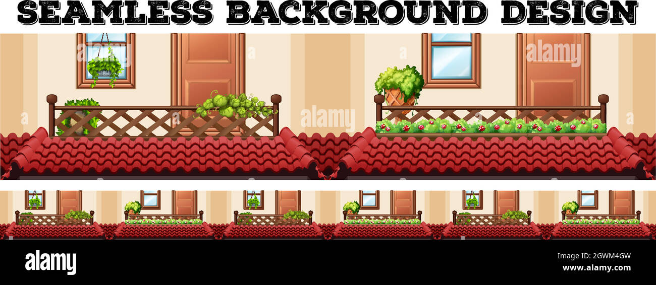 Seamless background design with balcony and roofs Stock Vector Image ...