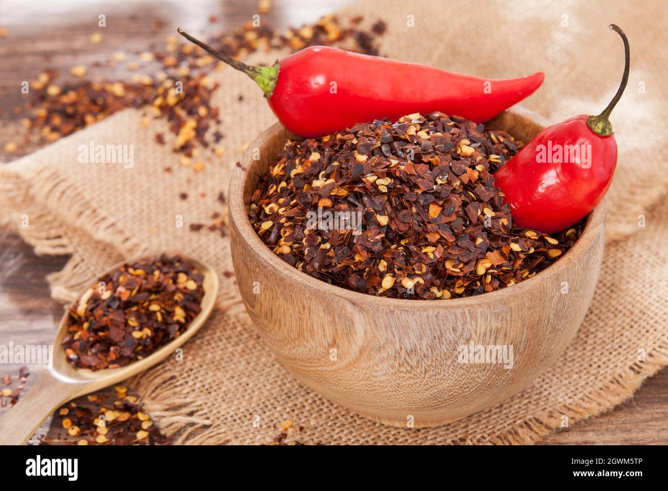 Crushed red cayenne pepper, dried chili and seeds Stock Photo - Alamy