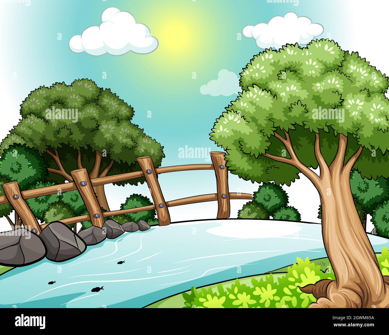Bank river green grass Stock Vector Images - Alamy