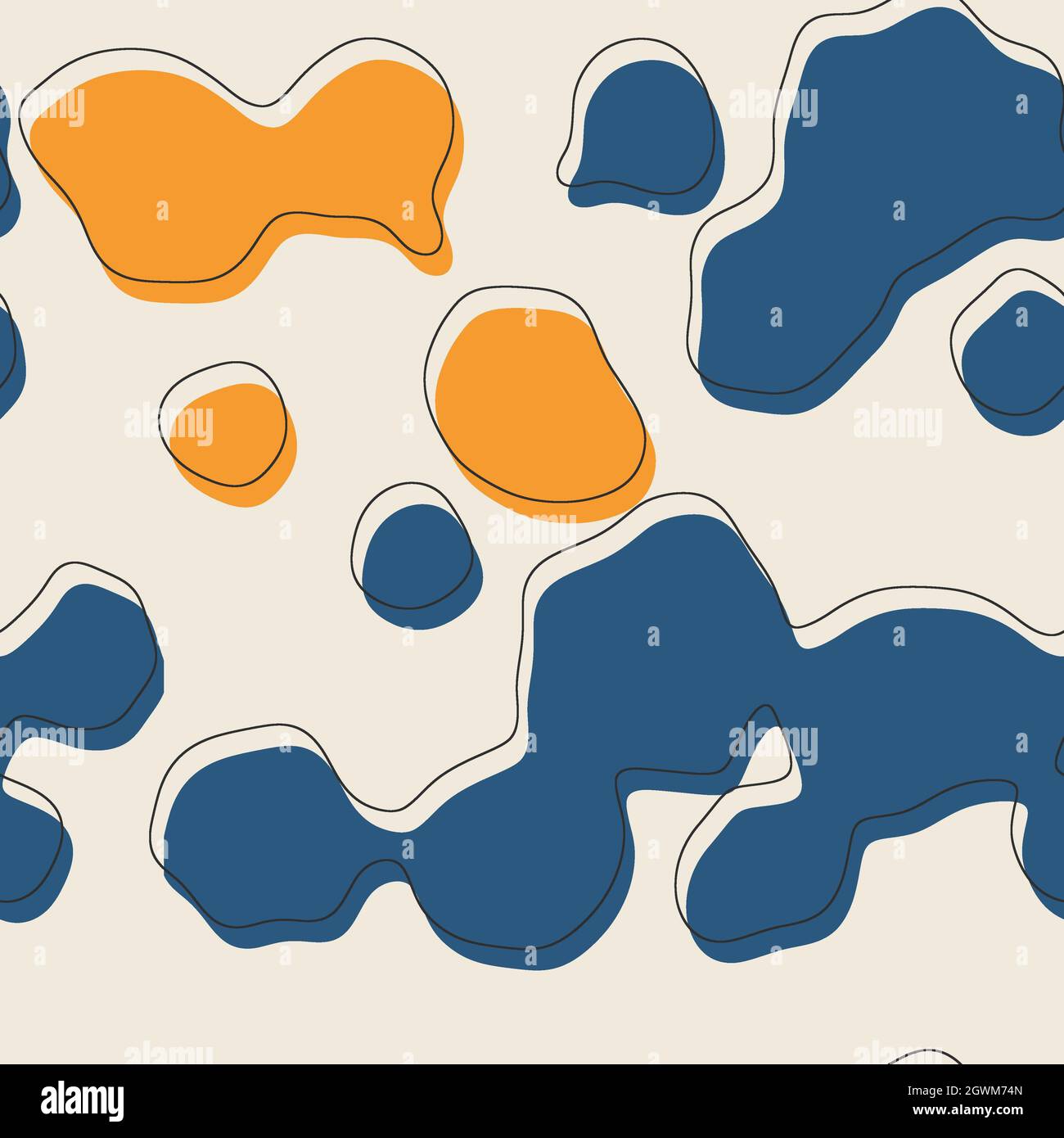 Seamless abstract organic blog shapes in various colors with offset ...