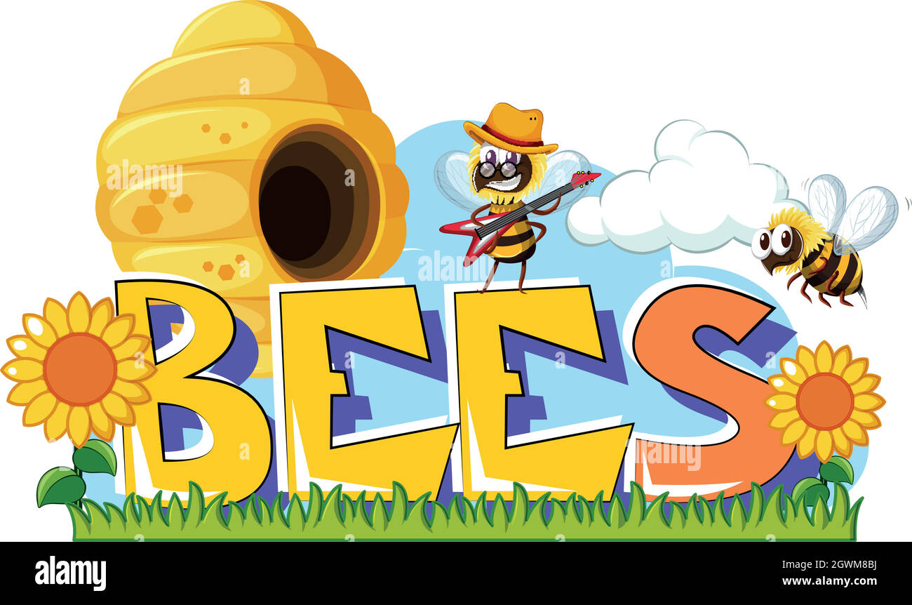 Word design for bees Stock Vector Image & Art - Alamy