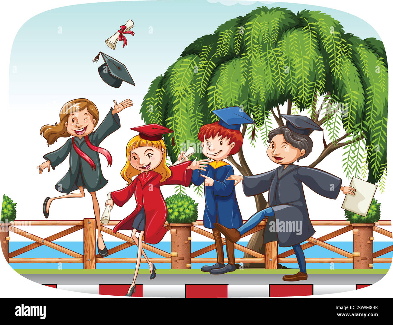Graduation woman cartoon hi-res stock photography and images - Alamy