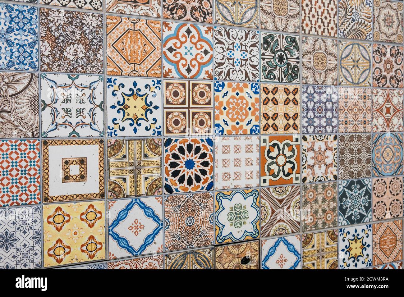 colorful tile pattern, patchwork design of portuguese tiles Stock Photo ...
