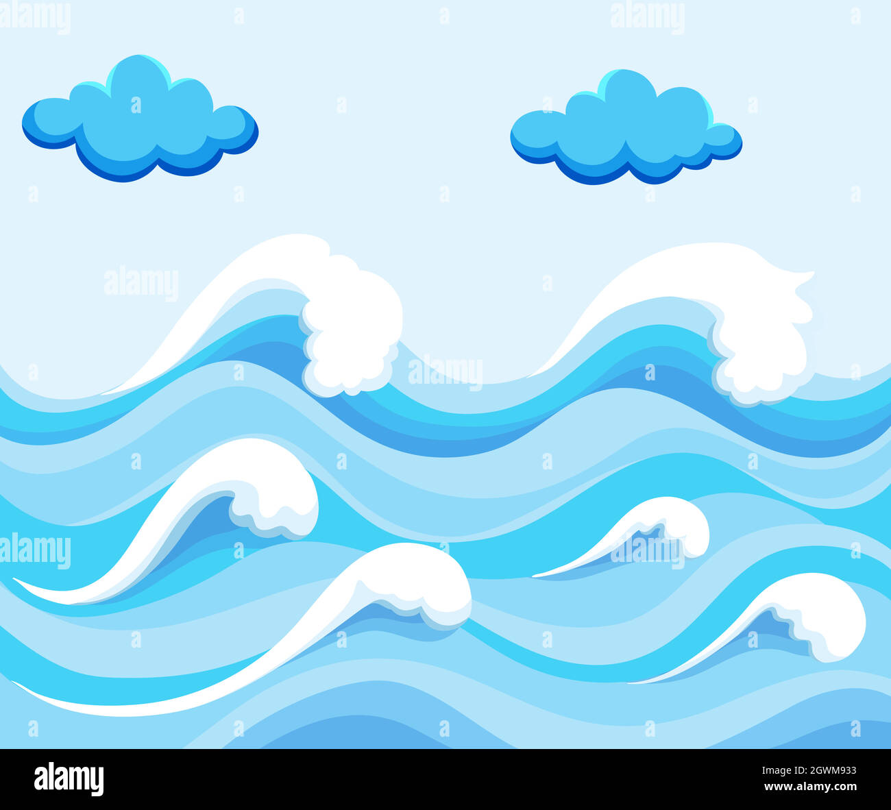 Ocean landscape waves Stock Vector Images - Alamy