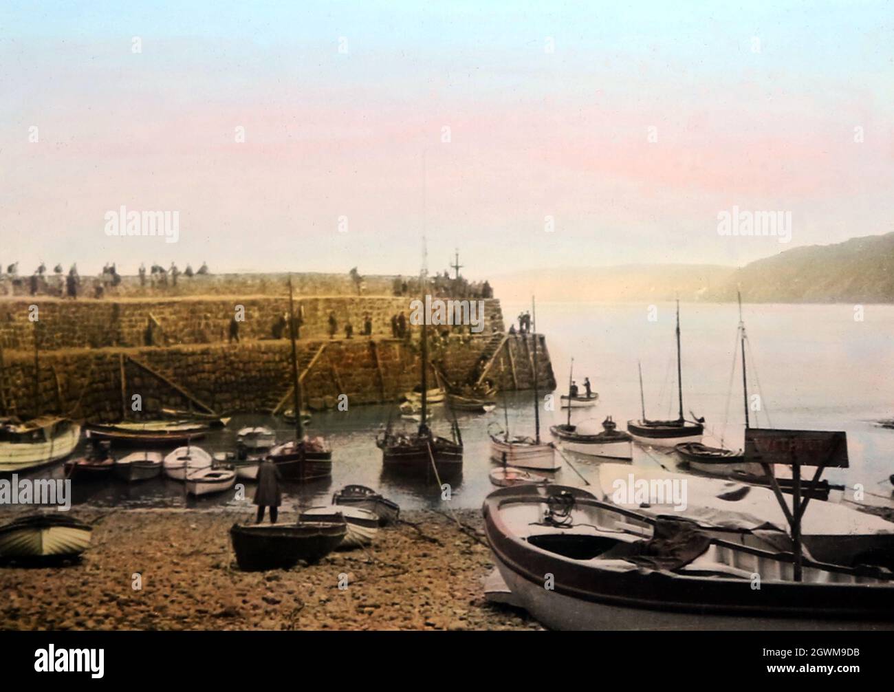 Clovelly harbour, Victorian period Stock Photo - Alamy