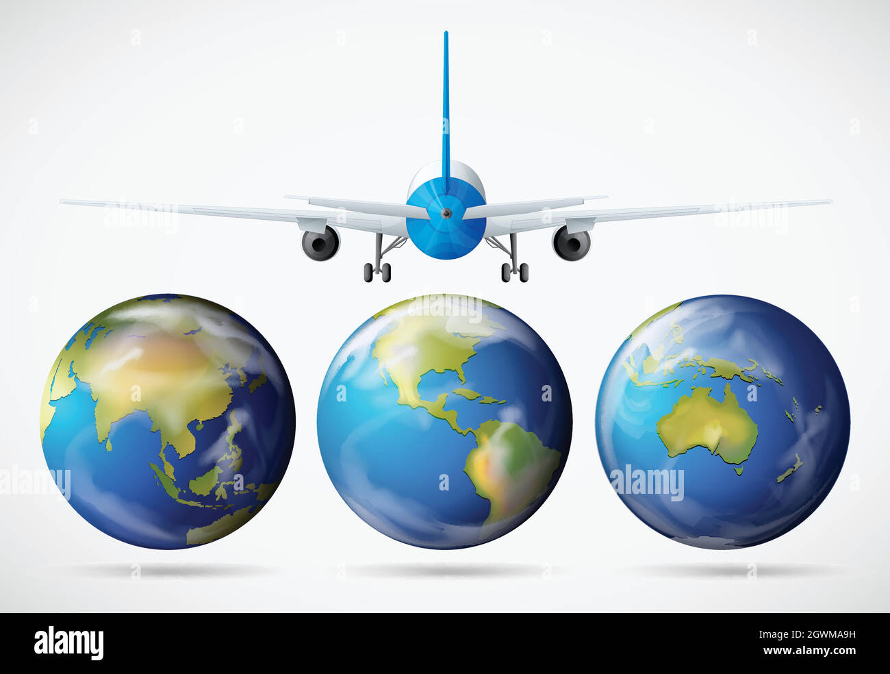 Airplane flying over world map hi-res stock photography and images - Alamy