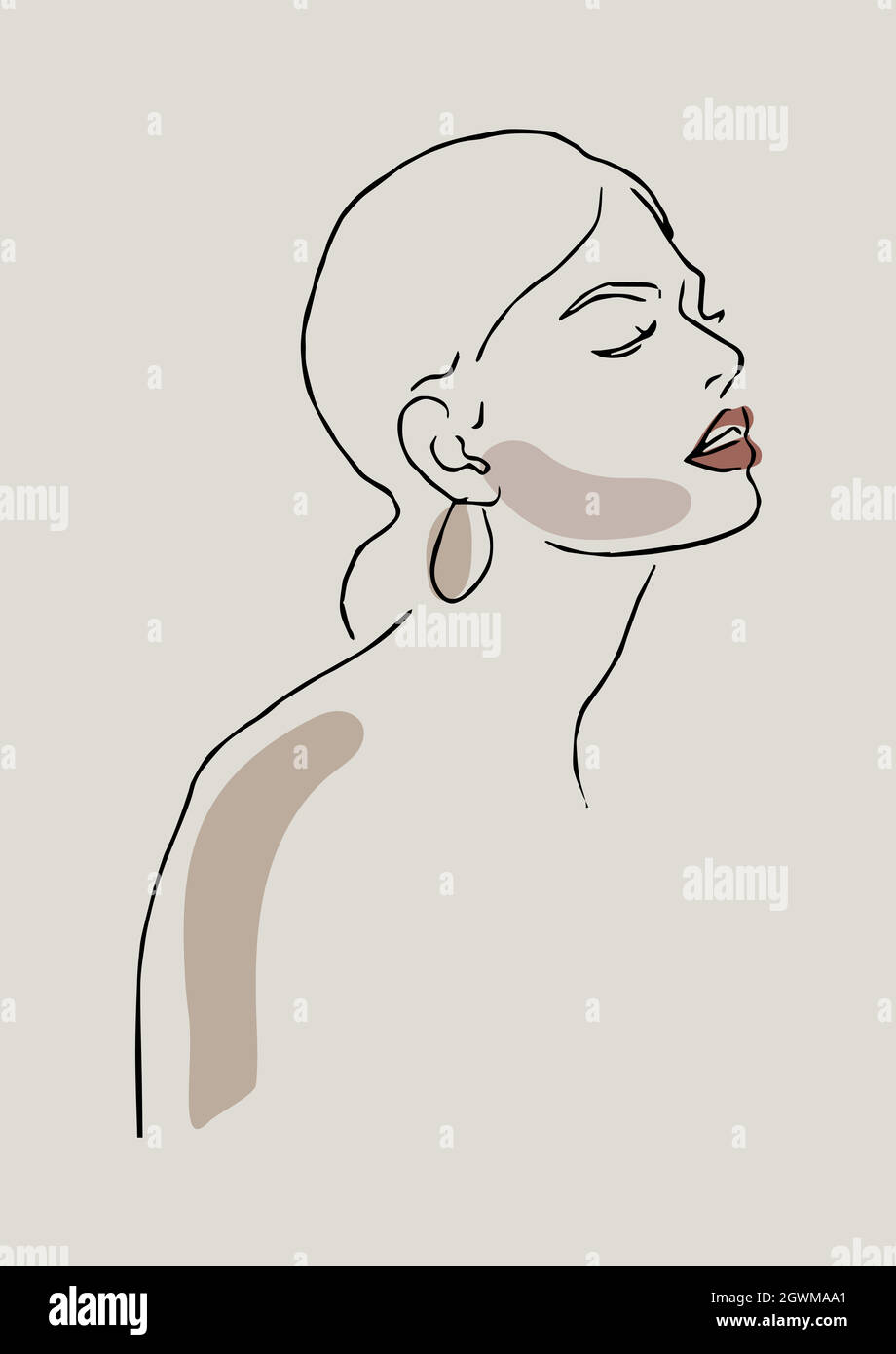 Lady face outline hi-res stock photography and images - Alamy