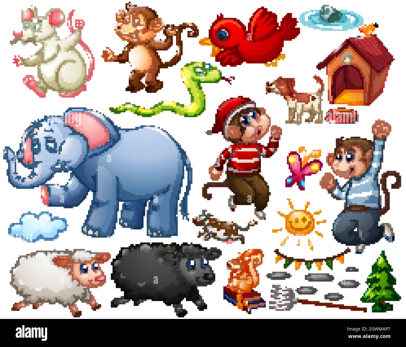 Set of different nursery rhyme character isolated on white background ...