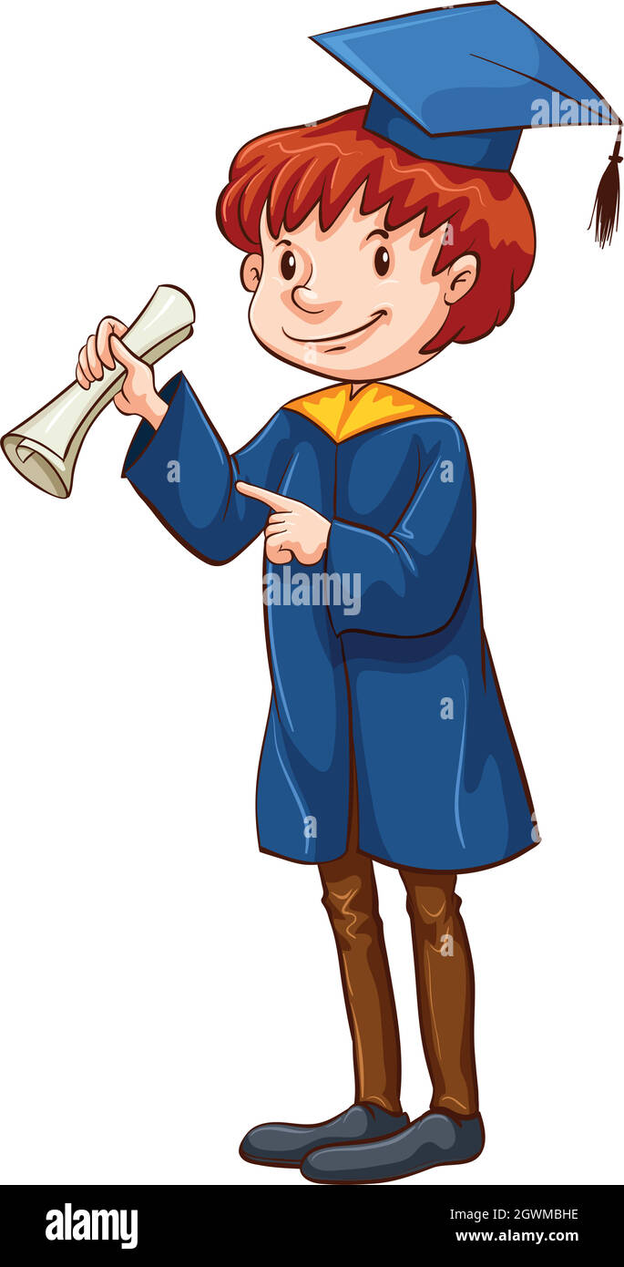Cartoon graduate man graduation gown hi-res stock photography and ...