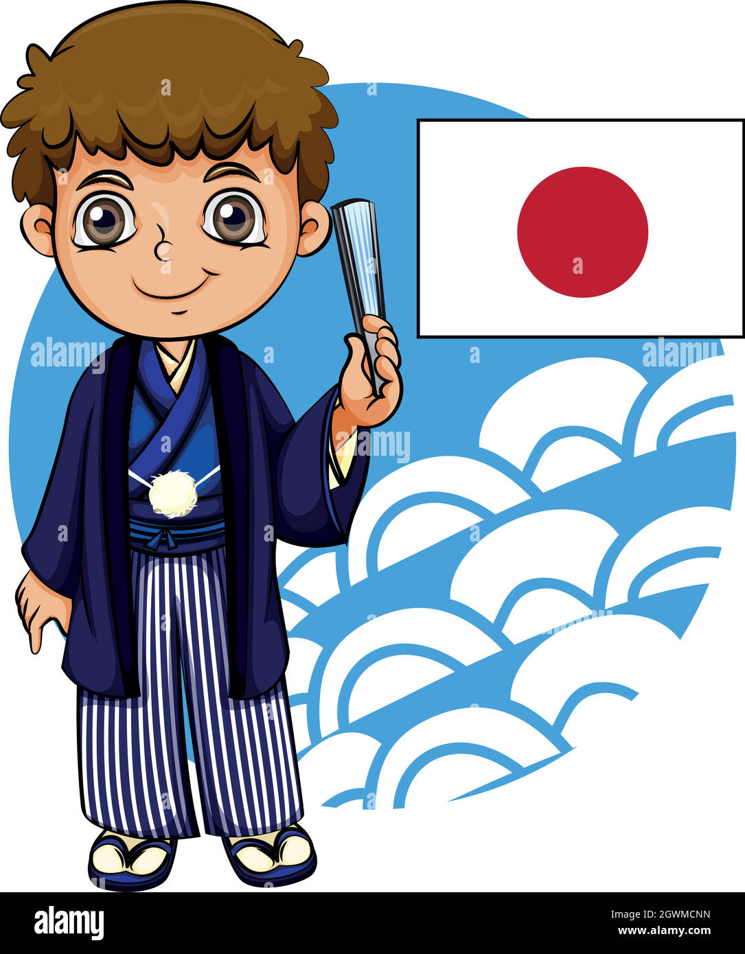 Japanese boy with flag Stock Vector Image & Art - Alamy