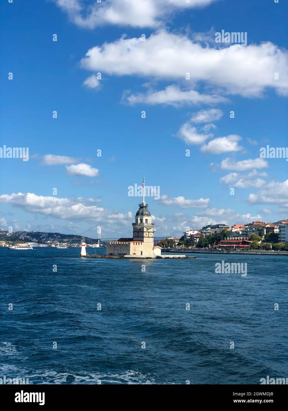 The Maiden's Tower also known as Leander's Tower on sea in Bosphorus ...