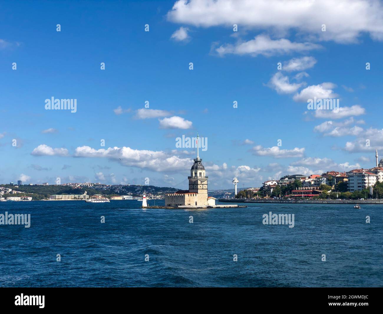 The Maiden's Tower also known as Leander's Tower on sea in Bosphorus ...