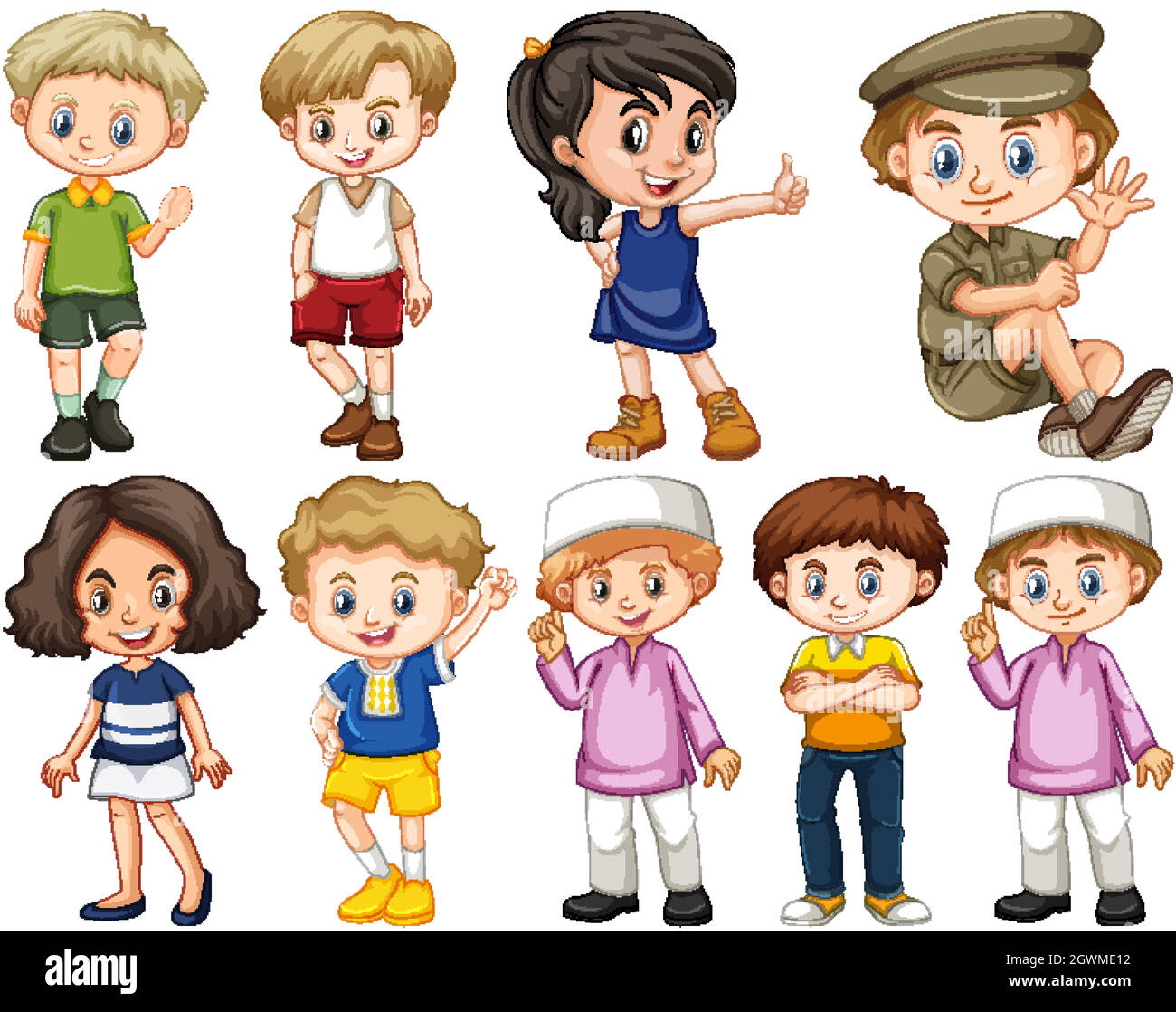 Set of isolated children in different actions Stock Vector Image & Art ...