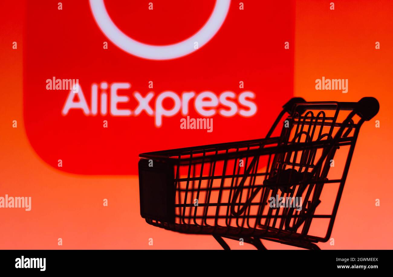 In this photo illustration a shopping cart is seen in front of the ...